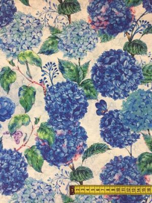 Loneta Flor Hortensia Azul en Telas Moda